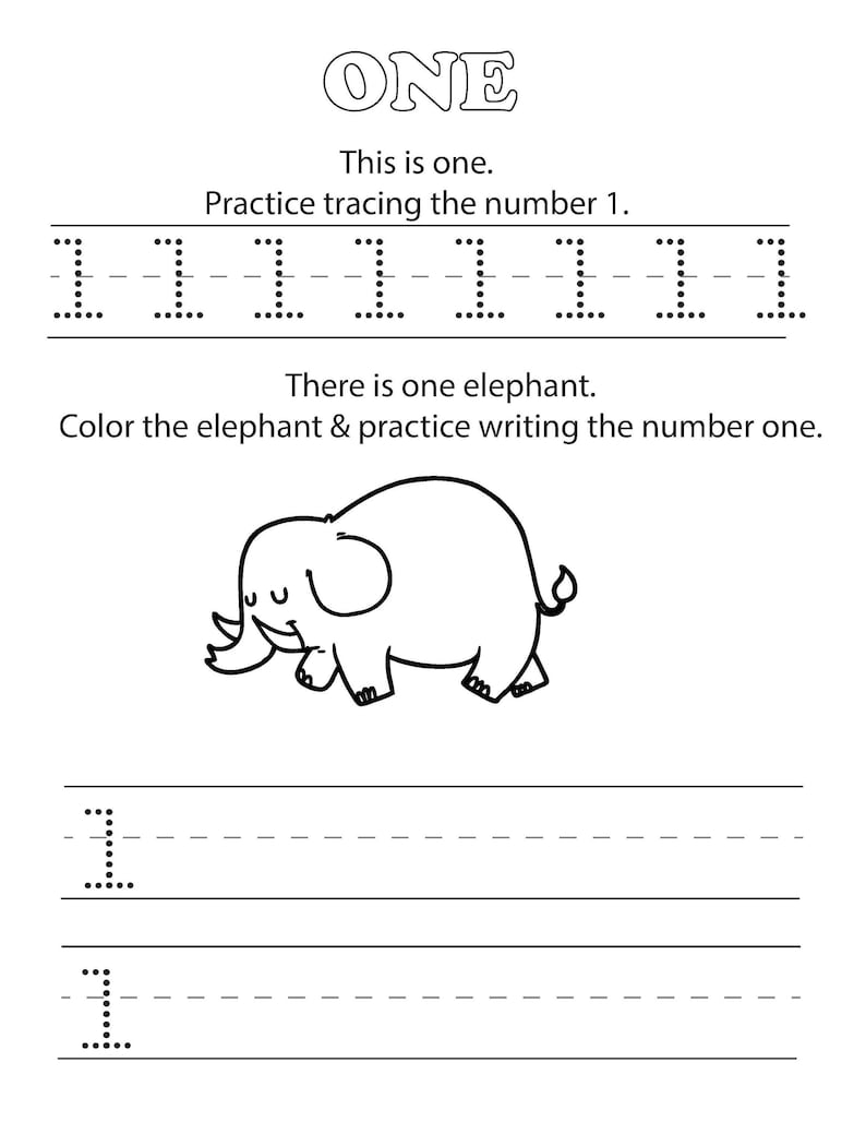 Learn Your Numbers Tracing and Coloring Pages - Etsy