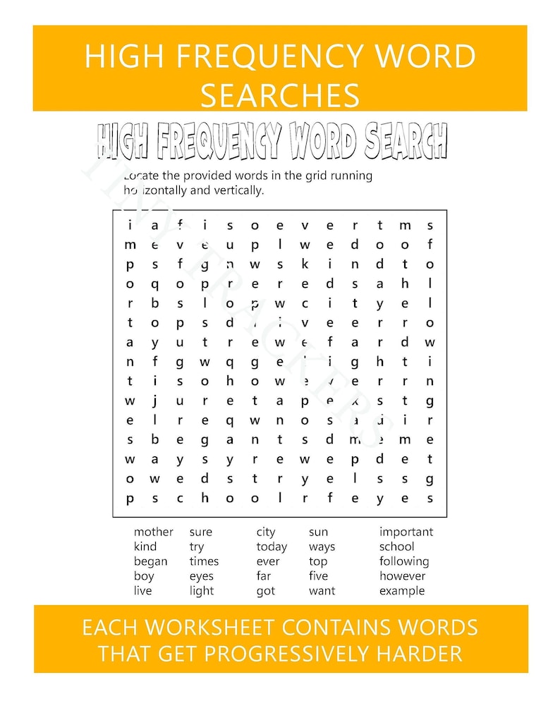 High Frequency Word Searches - Etsy
