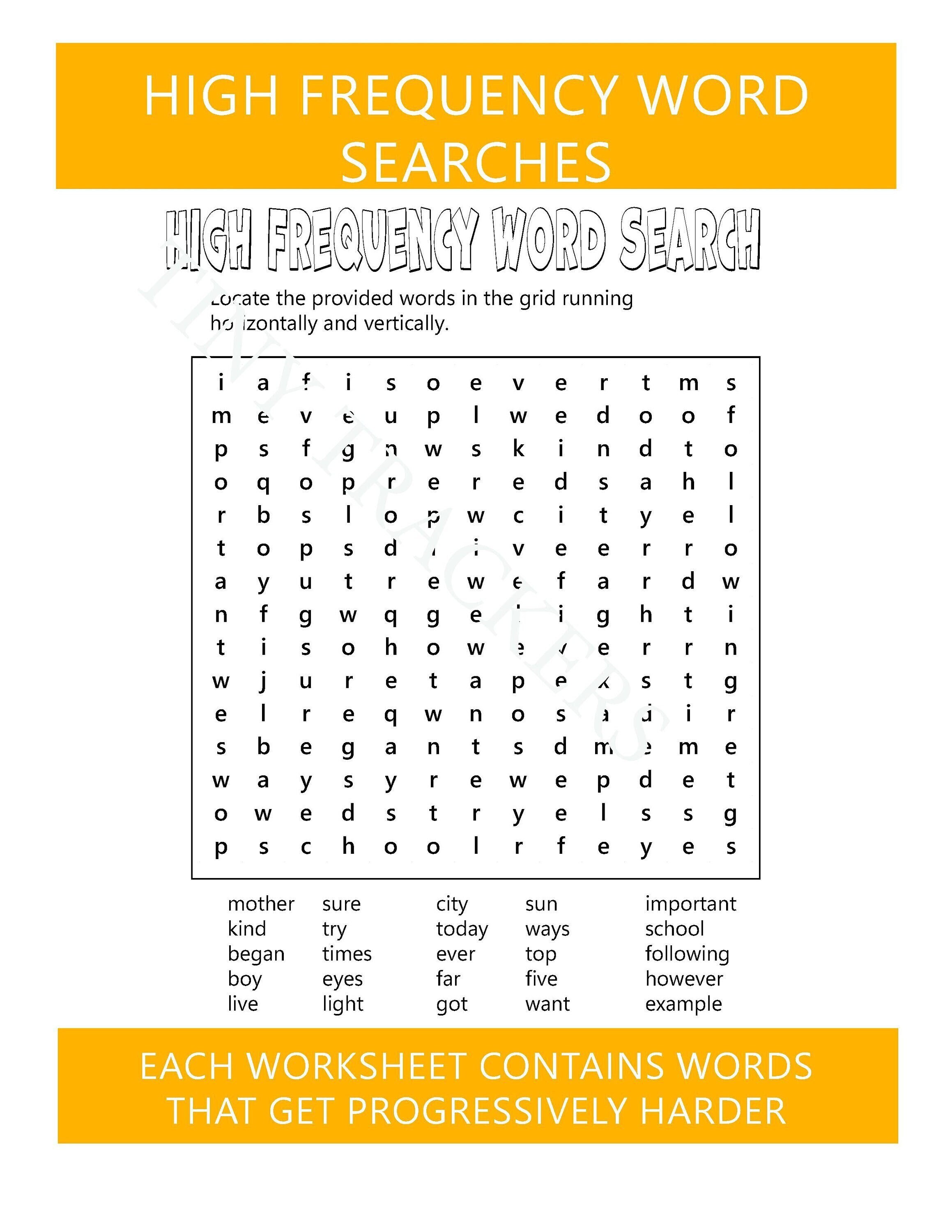 High Frequency Word Searches - Etsy