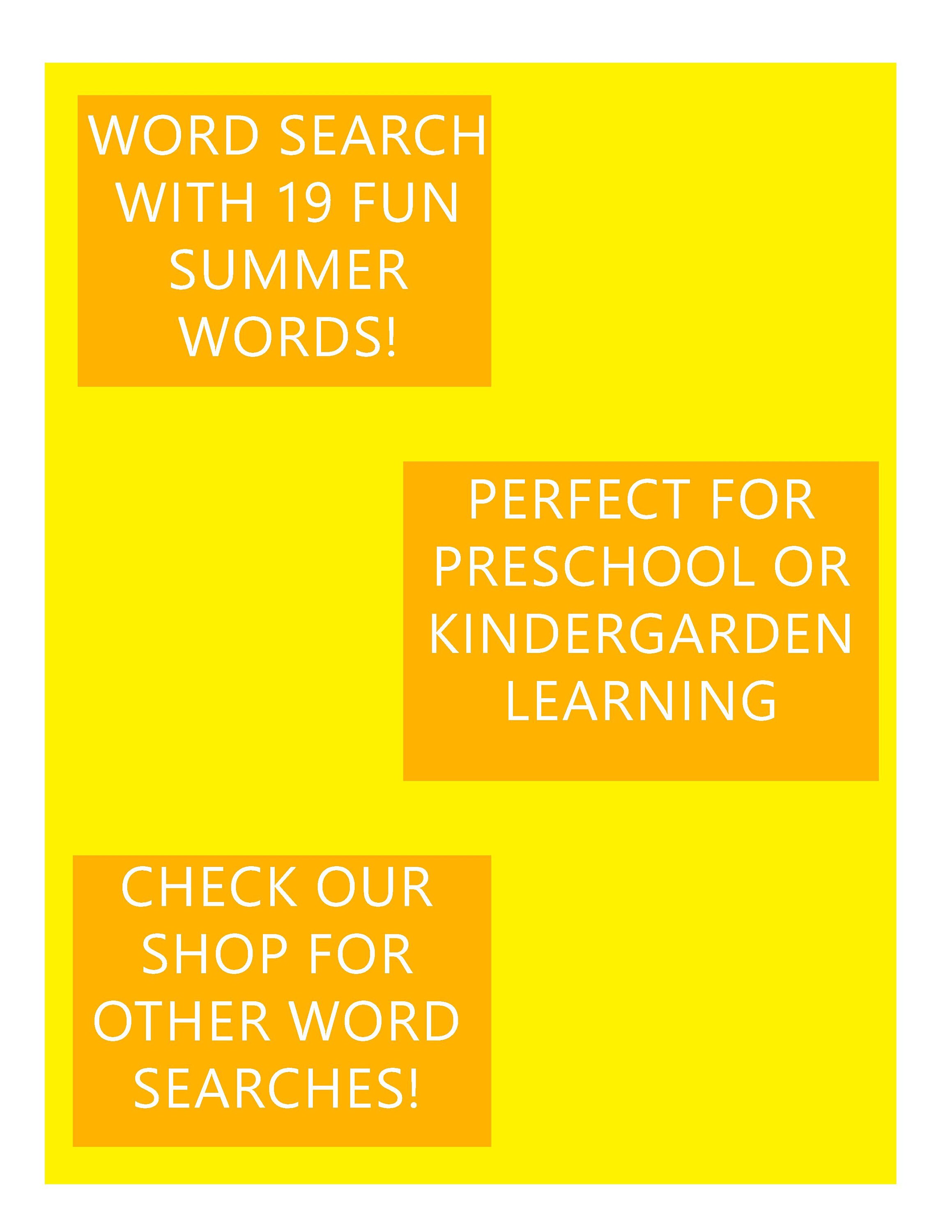 Summer Fun Word Search for Kids - Etsy