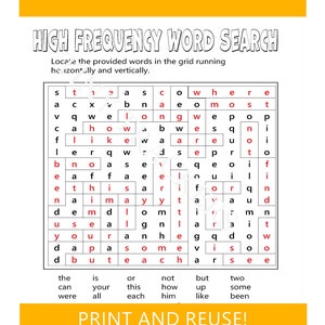 High Frequency Word Searches - Etsy