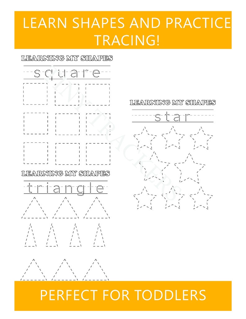 Tracing Shapes Worksheets - Etsy