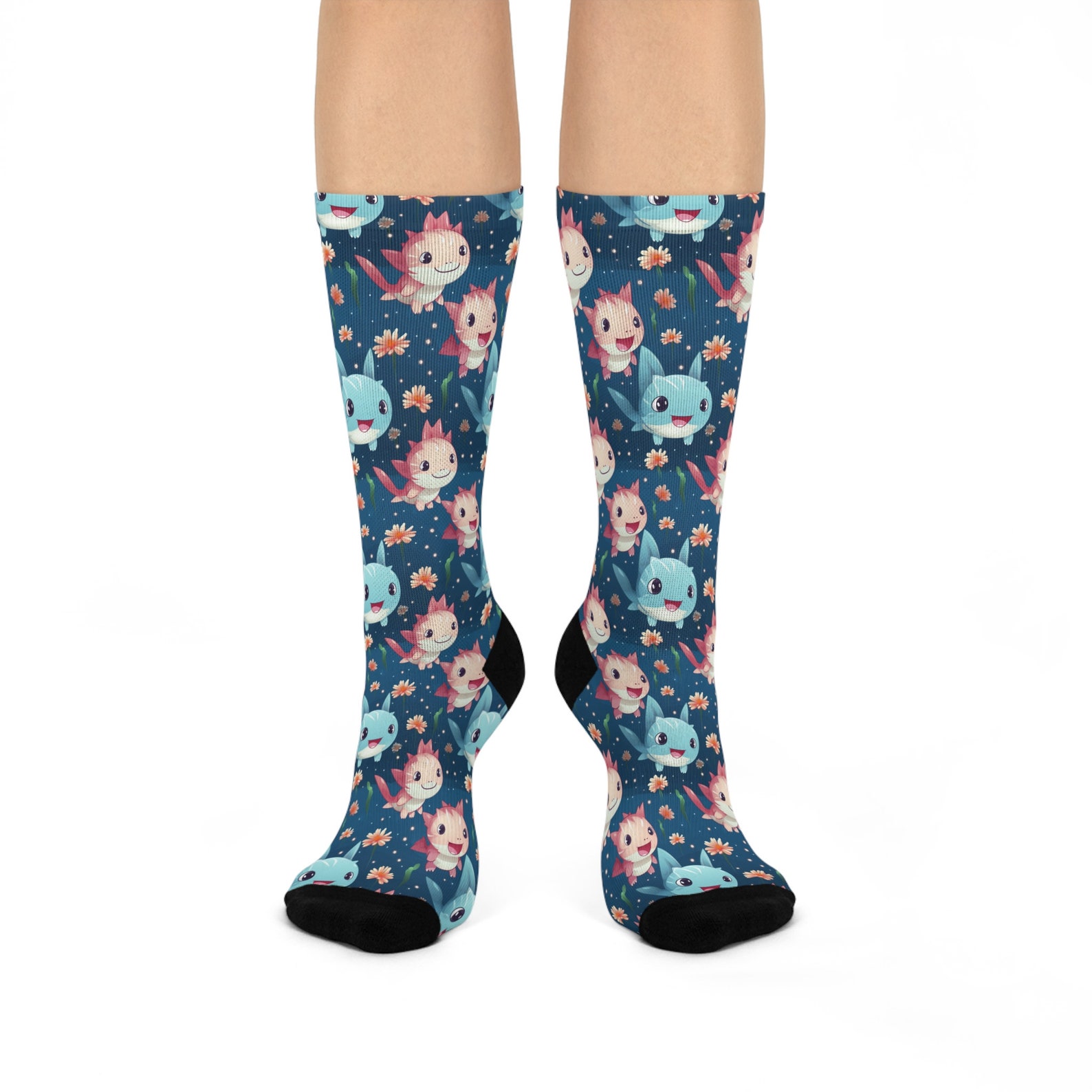Axolotl Pattern Socks - Unisex Cushioned Premium Knit - Etsy