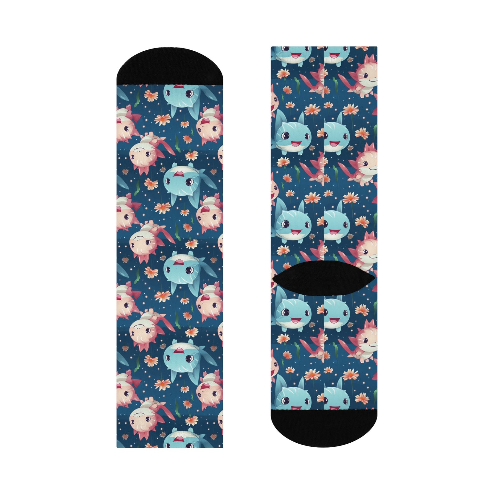 Axolotl Pattern Socks - Unisex Cushioned Premium Knit - Etsy