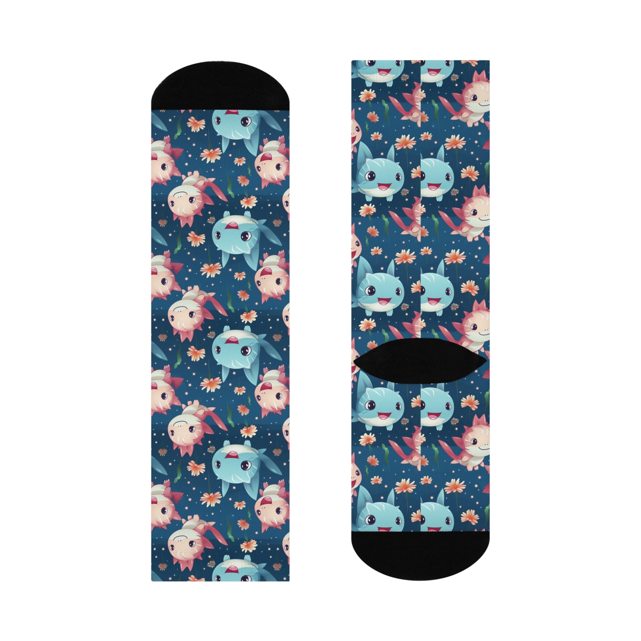 Axolotl Pattern Socks - Unisex Cushioned Premium Knit - Etsy