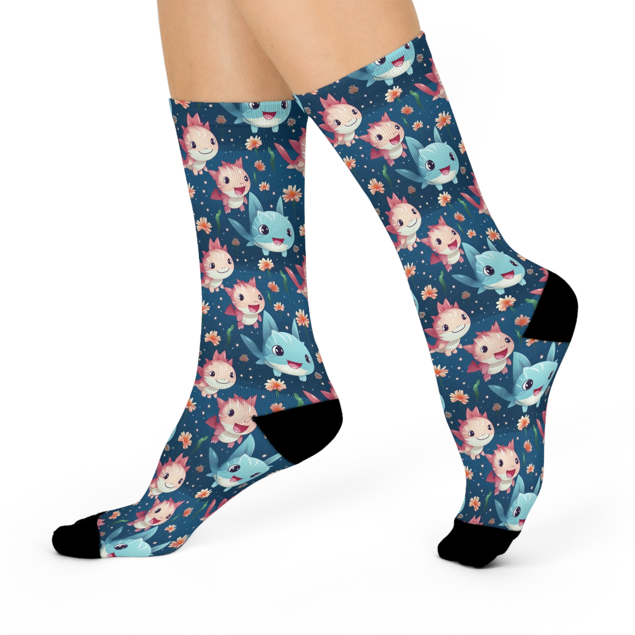 Axolotl Pattern Socks - Unisex Cushioned Premium Knit - Etsy