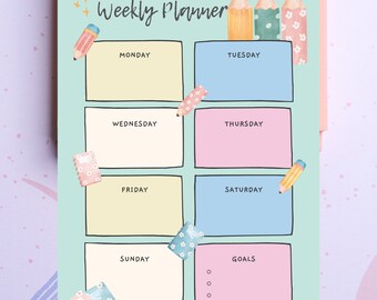 Printable Planner, Weekly Planner, Cute Pastel Mushroom, Pastelcore ...