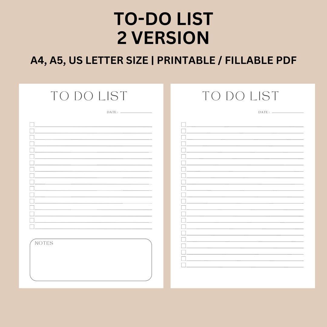 Digital to Do List Printable & Fillable, Simple Tasks List Template ...