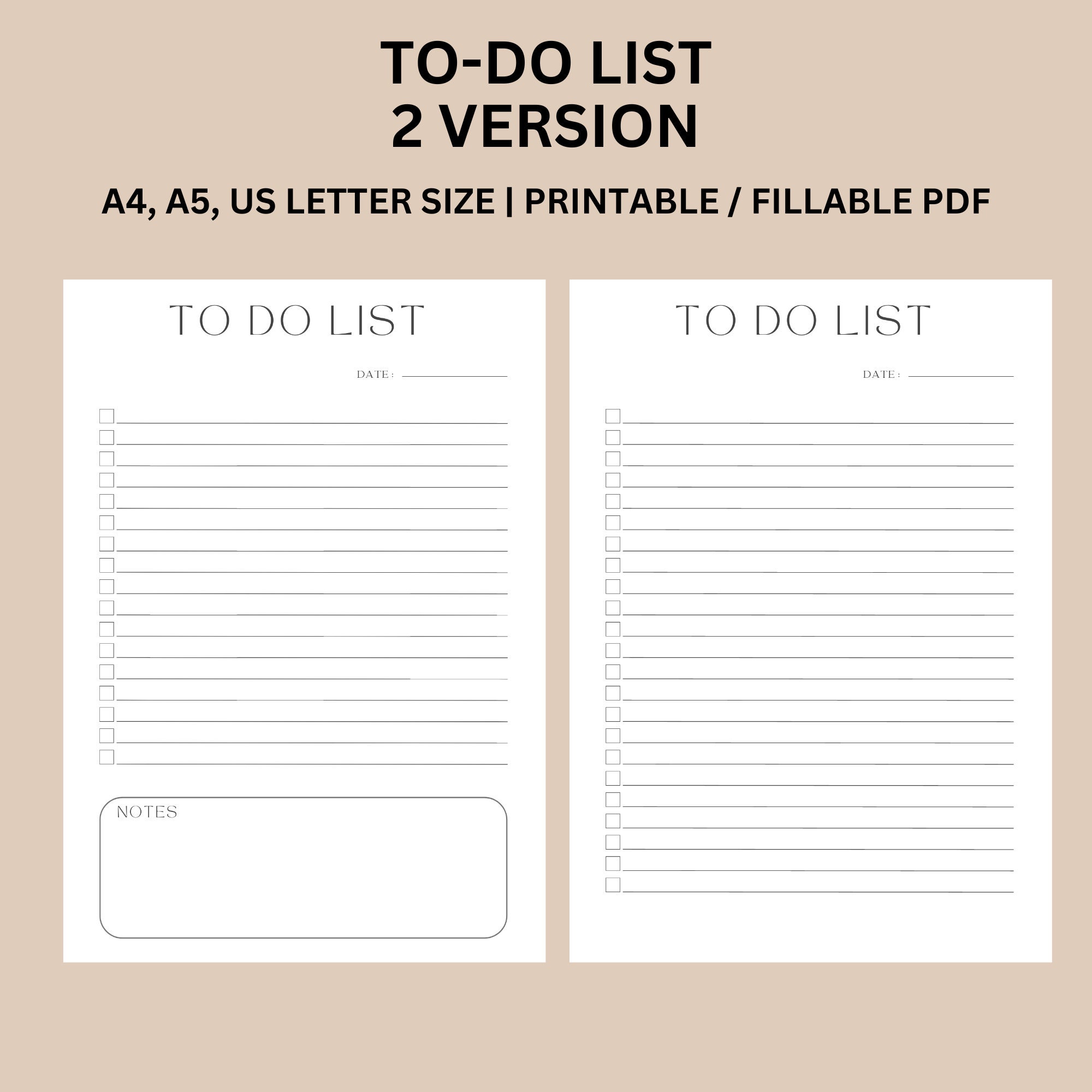 Digital to Do List Printable & Fillable Simple Tasks List - Etsy