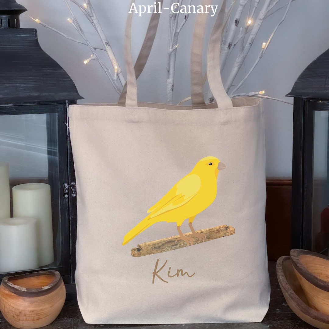 Canary Bird Tote Bag, Bird Watching Canvas Bag, Bird Nerd Personalized ...