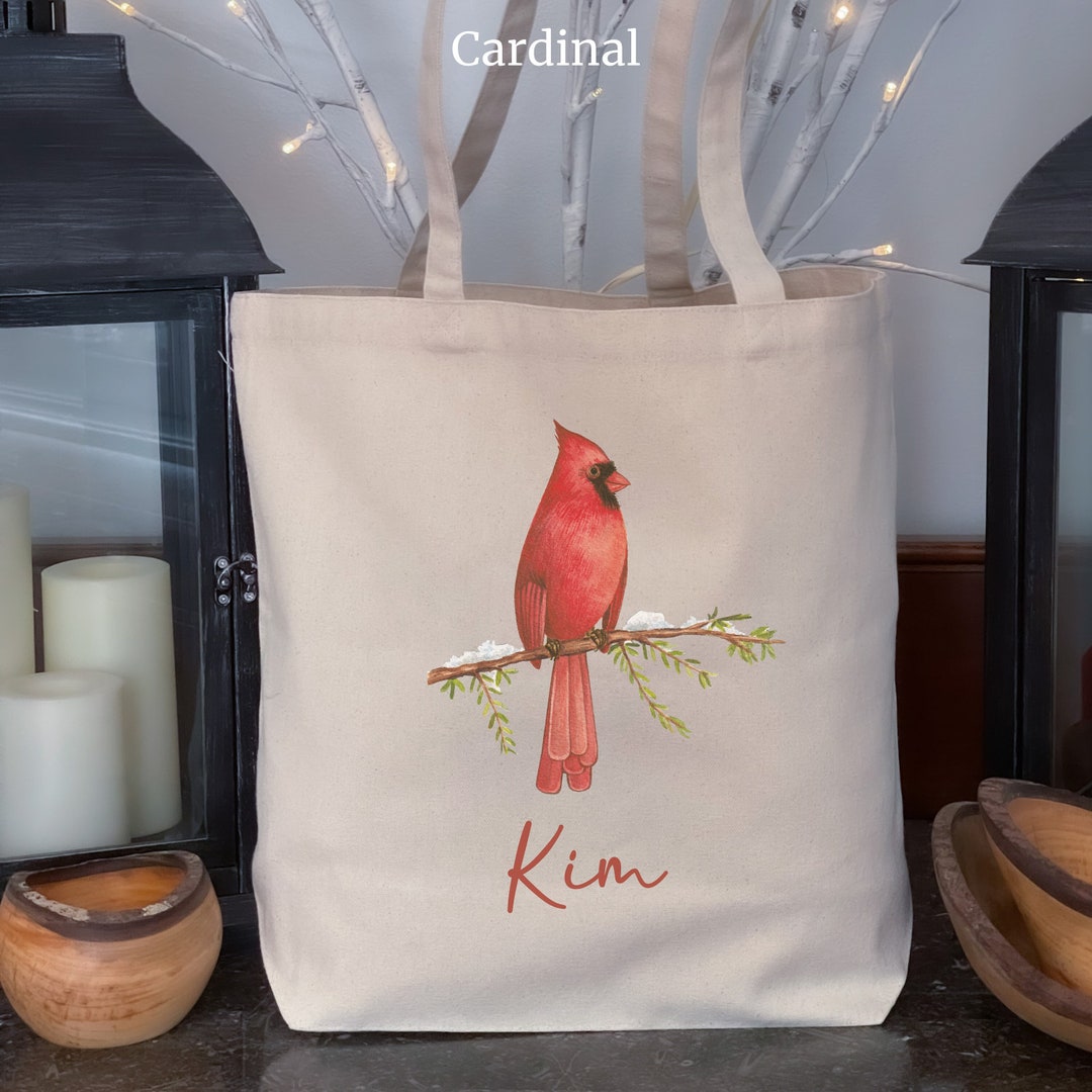 Cardinal Bird Tote Bag, Bird Watching Canvas Bag, Bird Nerd ...