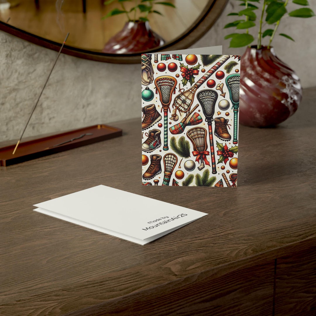 Personalized Lacrosse Christmas Cards, Lacrosse Blank Card Set, Custom ...
