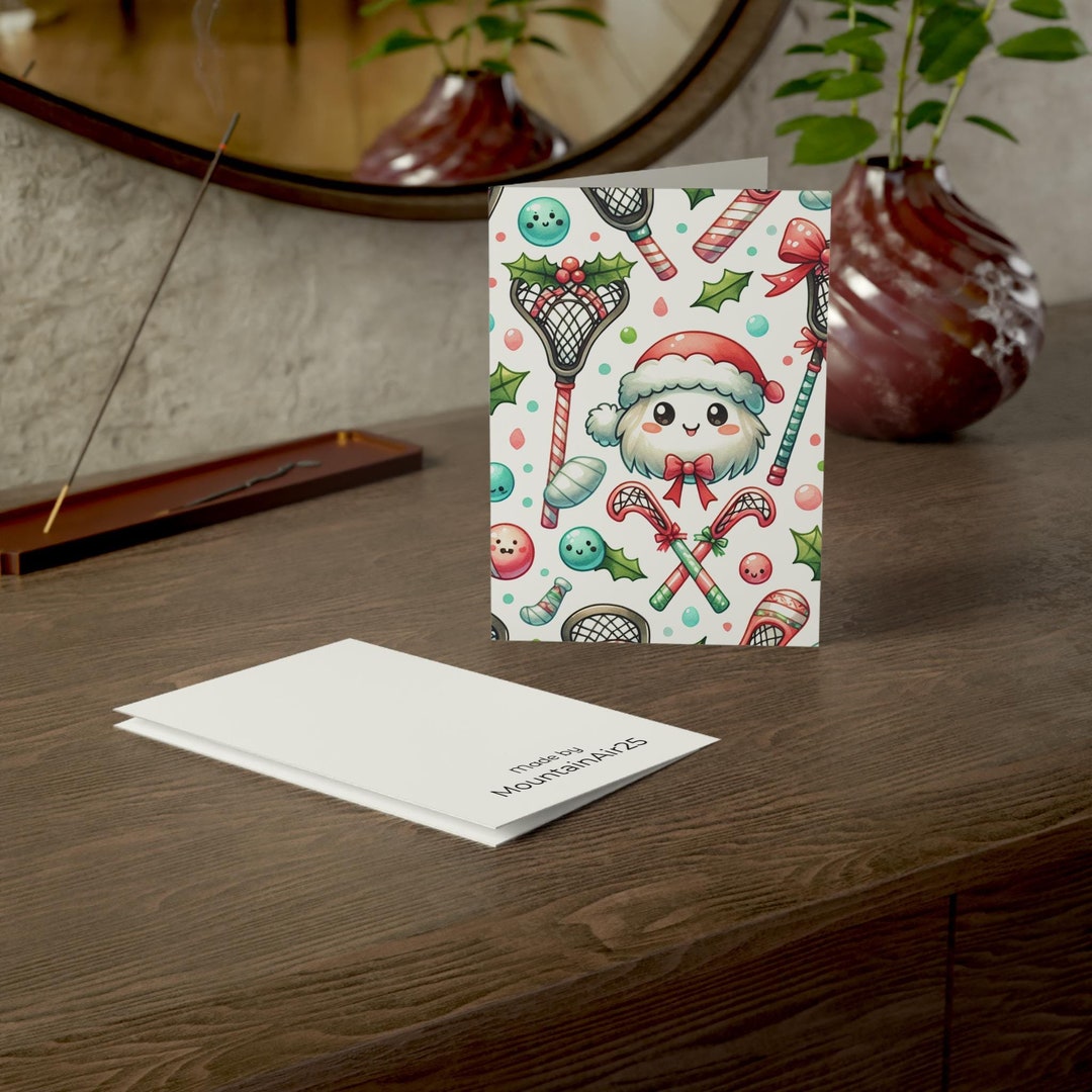 Personalized Lacrosse Christmas Cards, Lacrosse Blank Card Set, Custom ...