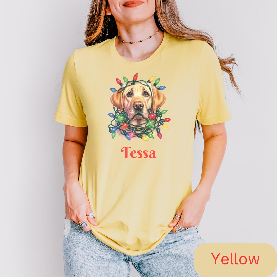 Yellow Lab Christmas Tshirt, Personalized Labrador Tee Shirt, Custom ...
