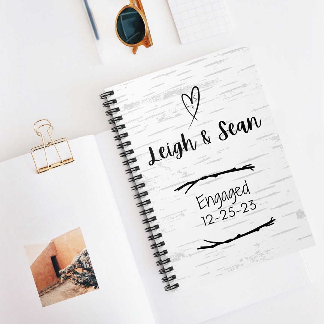 Personalized Engaged Notebook, Engaged Couple Date Journal, Customized ...