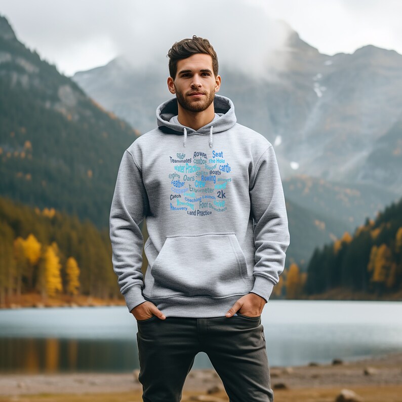 Rowing Team Hoodie Sweatshirt, Crew Word Bubble Hooded Top, Row Terms ...