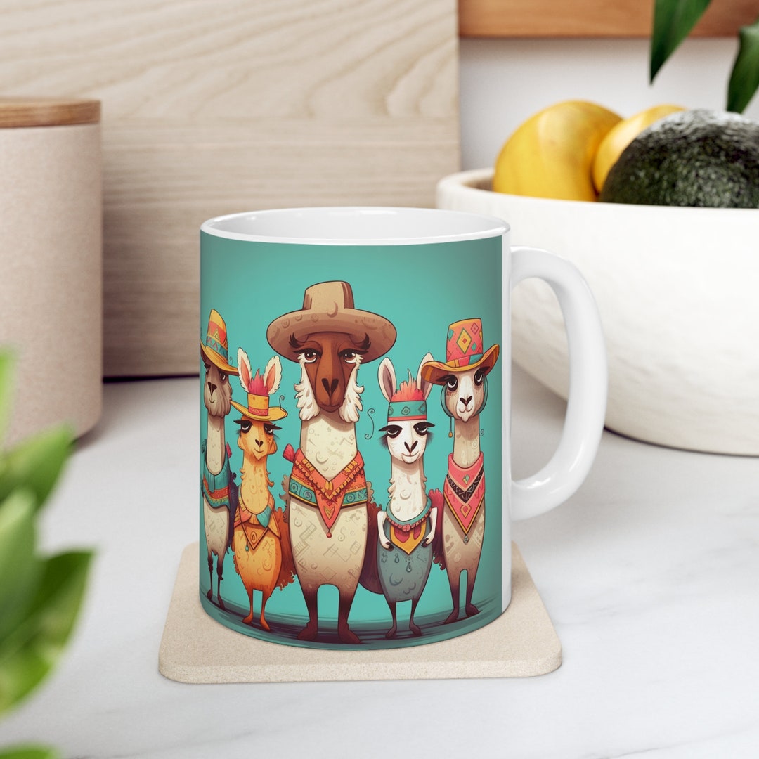 Alpacas With Hats Coffee Mug, Llamas With Hats Tea Cup, Cute Alpaca Cup ...