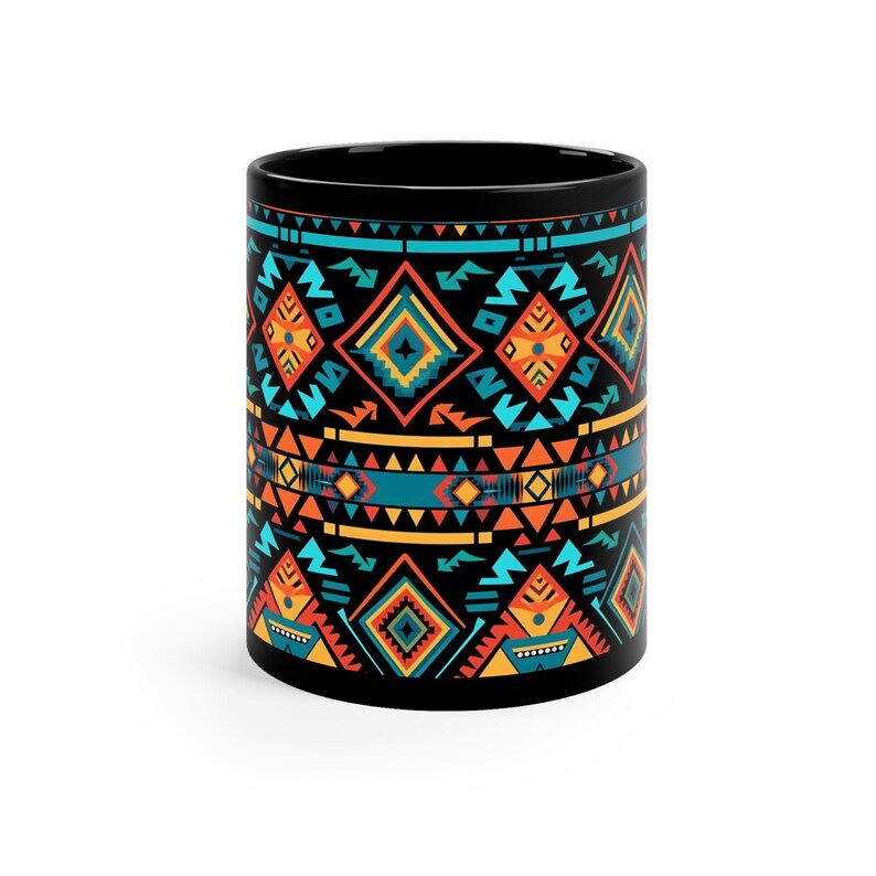 Aztec Pattern Coffee Cup, Colorful Aztec Print Tea Cup, Aztec Textile ...