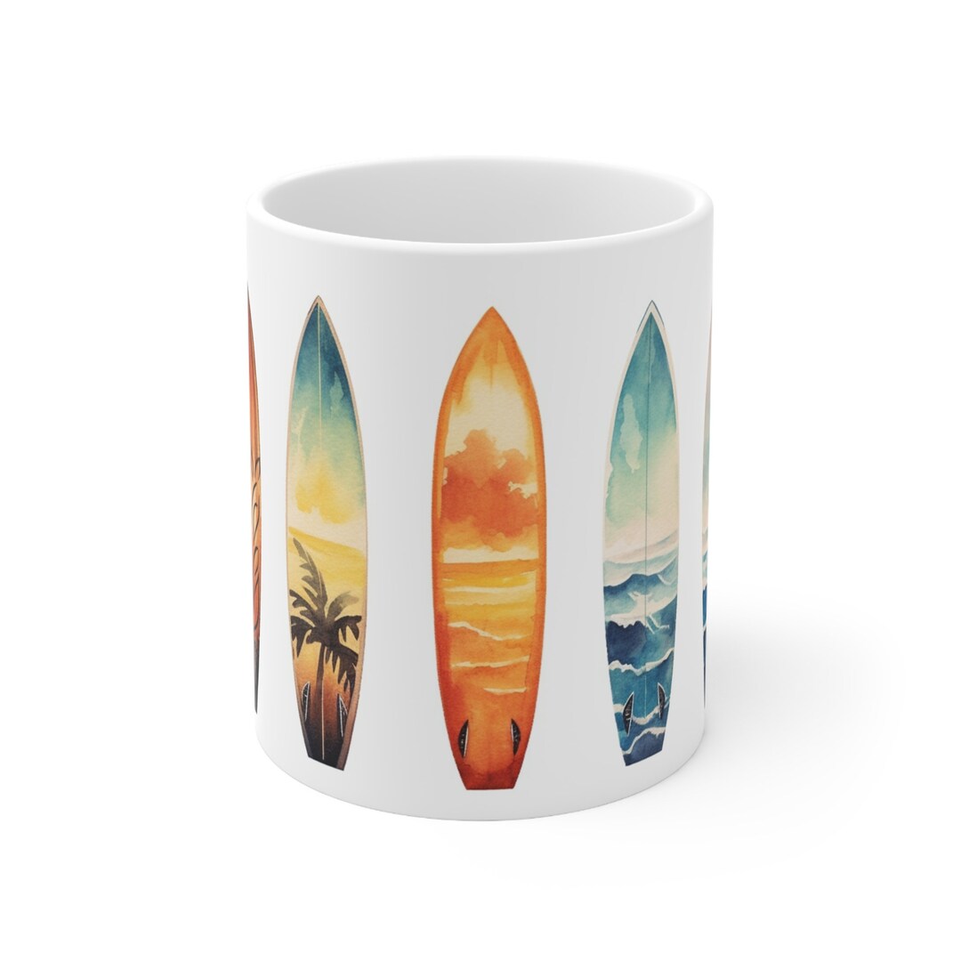 Surfs up Coffee Mug Surf Mug Ocean Surfing Mug Sea Tea Cup Surf Board ...