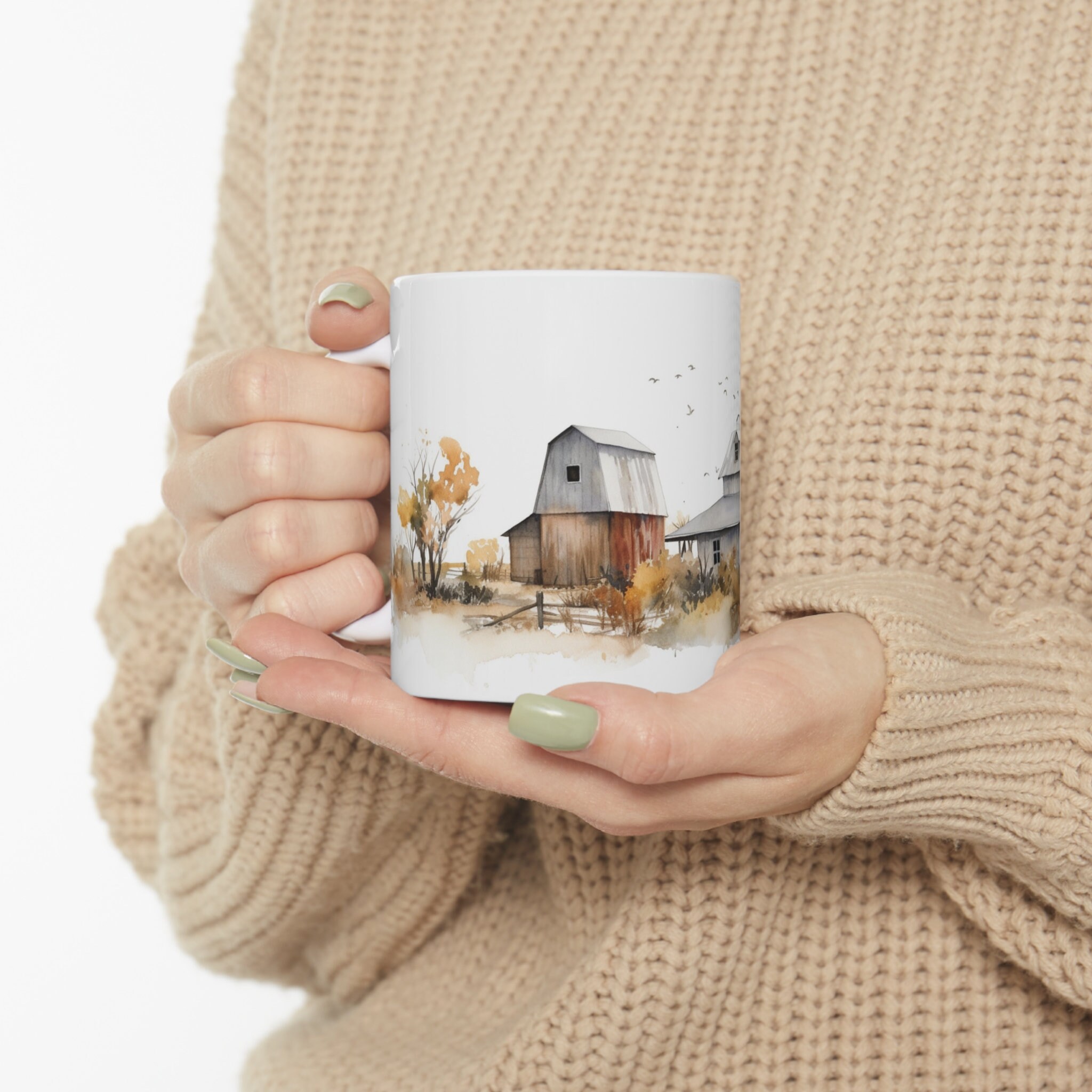 Farm Coffee Mug, Farm Watercolor Coffee Mug, Farm Tea Cup, Farm Lovers ...