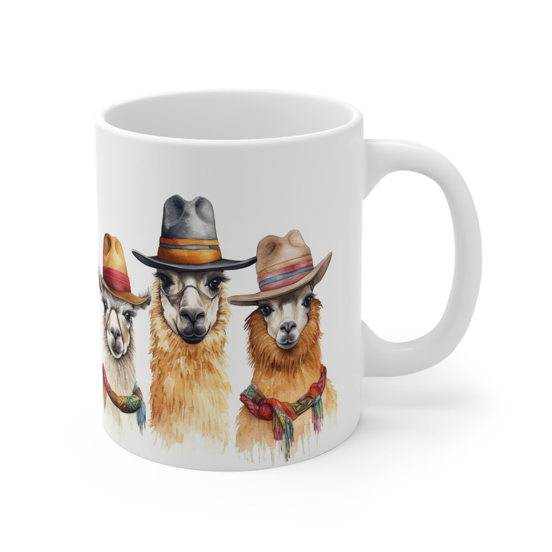 Cute Llamas With Hats Coffee Mug, Llamas With Hats Tea Cup, Funny ...