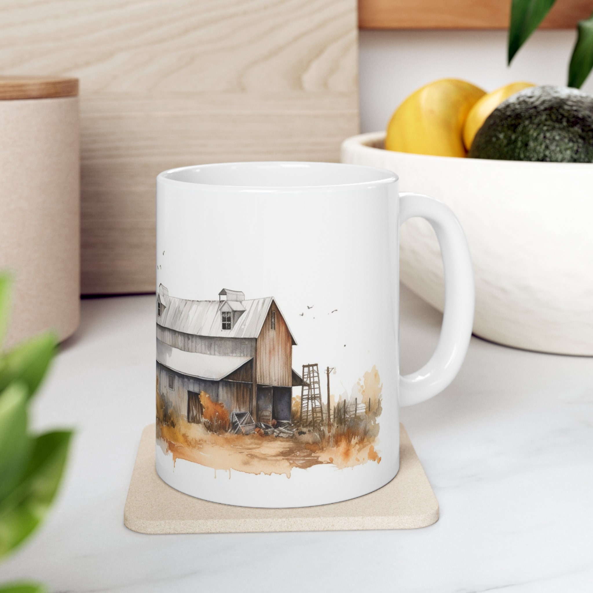 Farm Coffee Mug, Farm Watercolor Coffee Mug, Farm Tea Cup, Farm Lovers ...