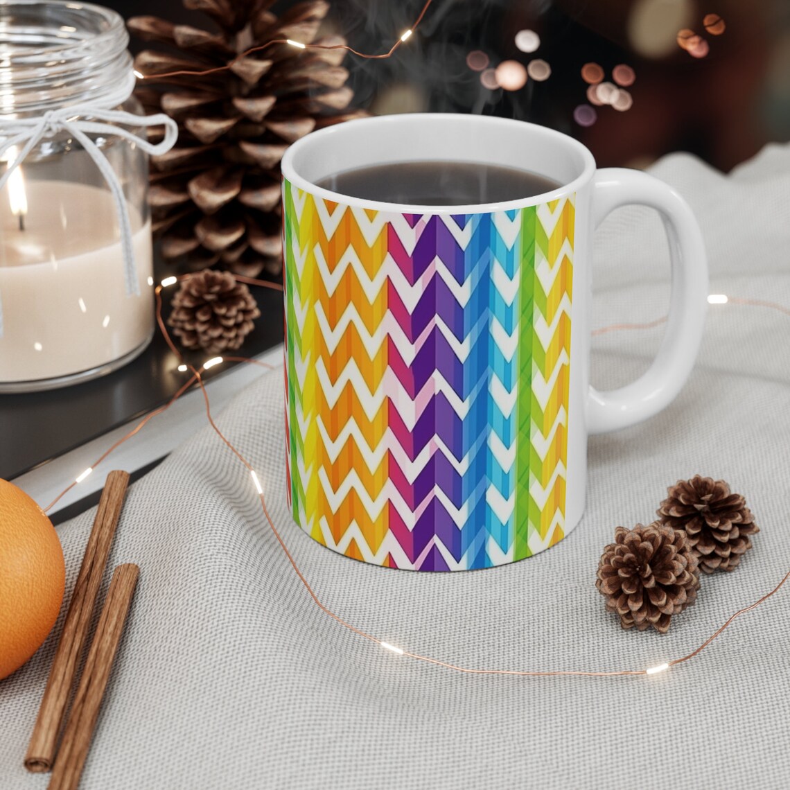Rainbow Coffee Mug, Rainbow Tea Cup, Abstract Tea Cup, Abstract Rainbow ...