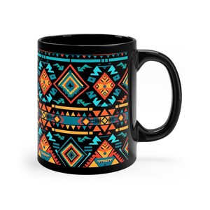 Aztec Pattern Coffee Cup, Colorful Aztec Print Tea Cup, Aztec Textile ...