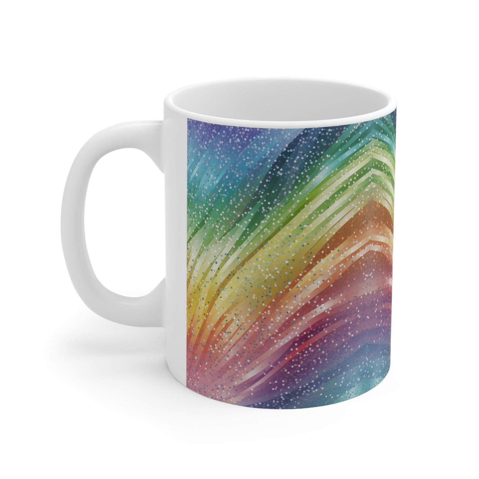 Glittery Rainbow Coffee Mugs, Pretty Glittery Rainbow Tea Cups, Cute ...
