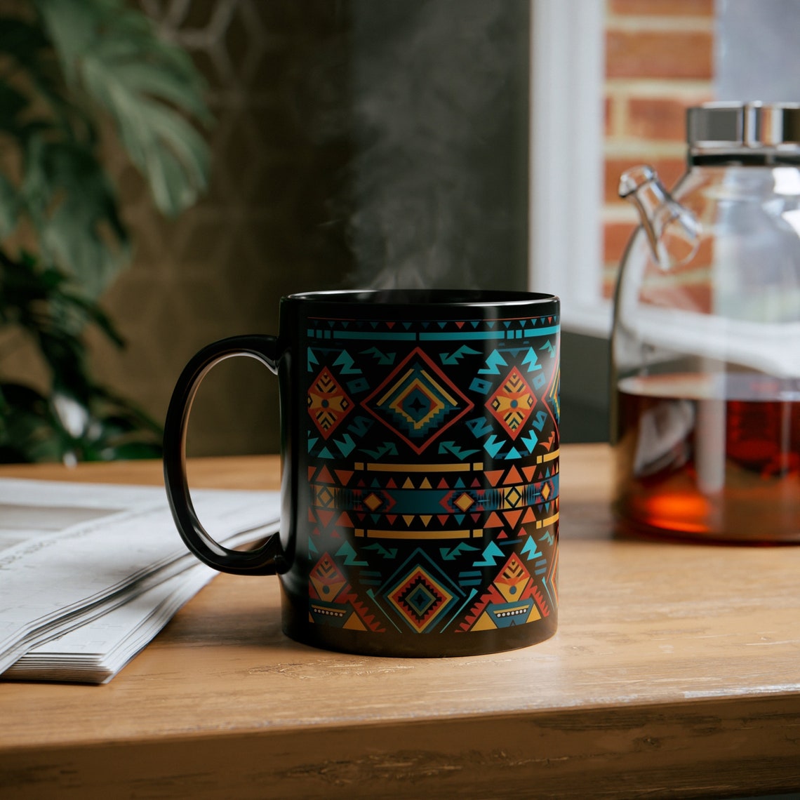 Aztec Pattern Coffee Cup, Colorful Aztec Print Tea Cup, Aztec Textile ...