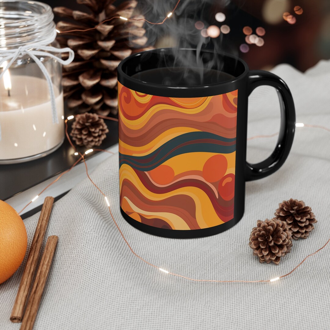 Orange and Black Absract Coffee Mug, Orange Abstract Tea Cup, Artistic ...