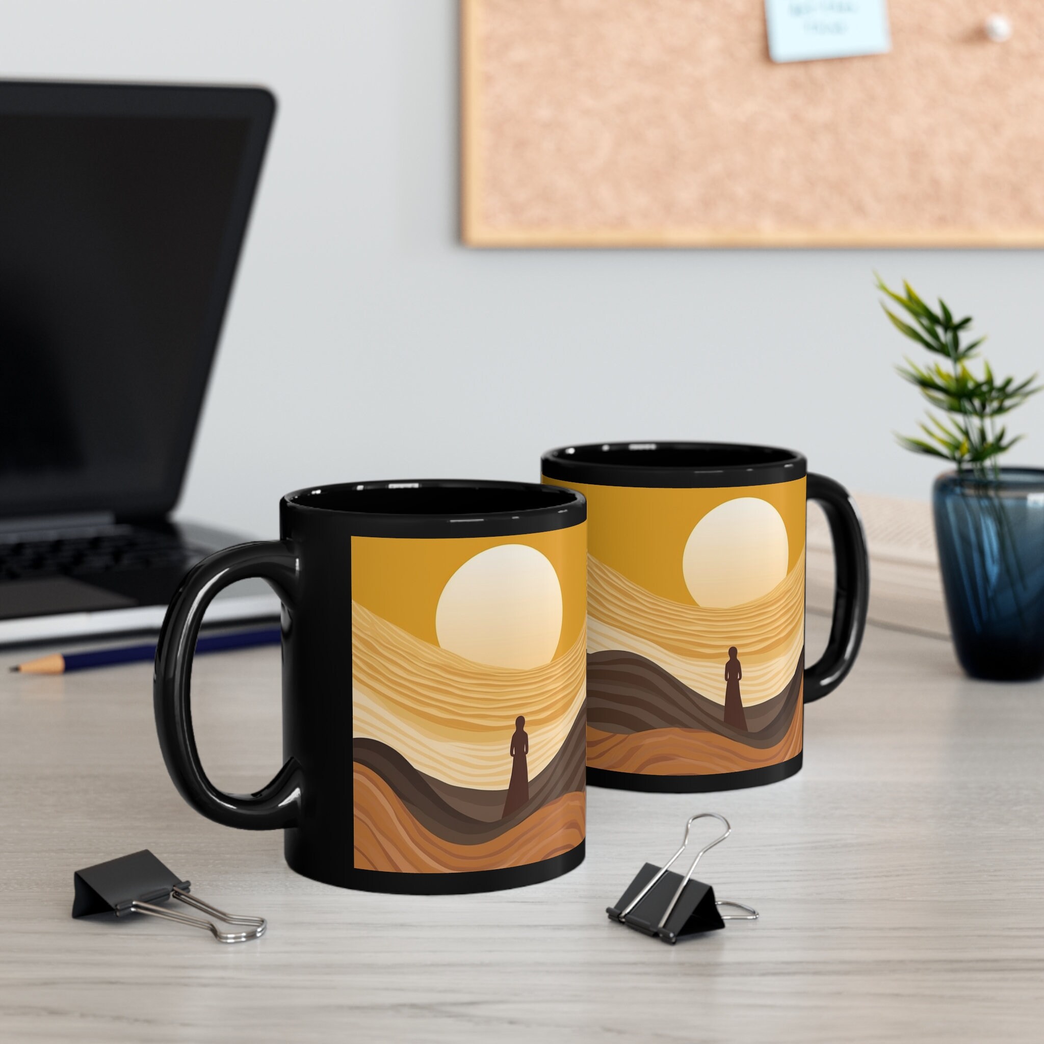 Lonely Girl Coffee Mug, Lonely Woman Coffee Mug, Desert Woman With Sun ...