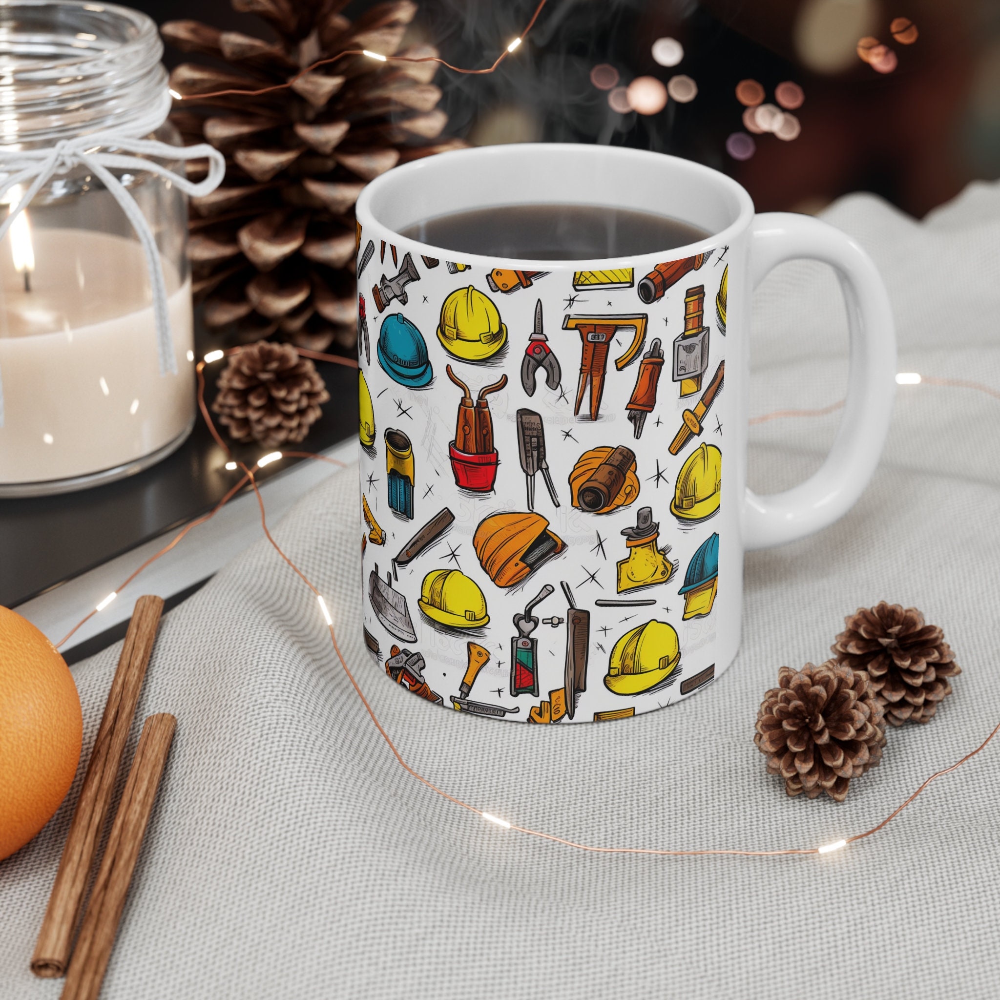 Construction Coffee Cup, Construction Worker Tea Cup, Working Man Tools ...