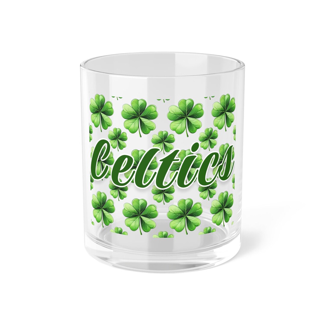 Green Four Leaf Clovers Celtics Cup, Lucky Charm Green Celtic Bar Cup ...