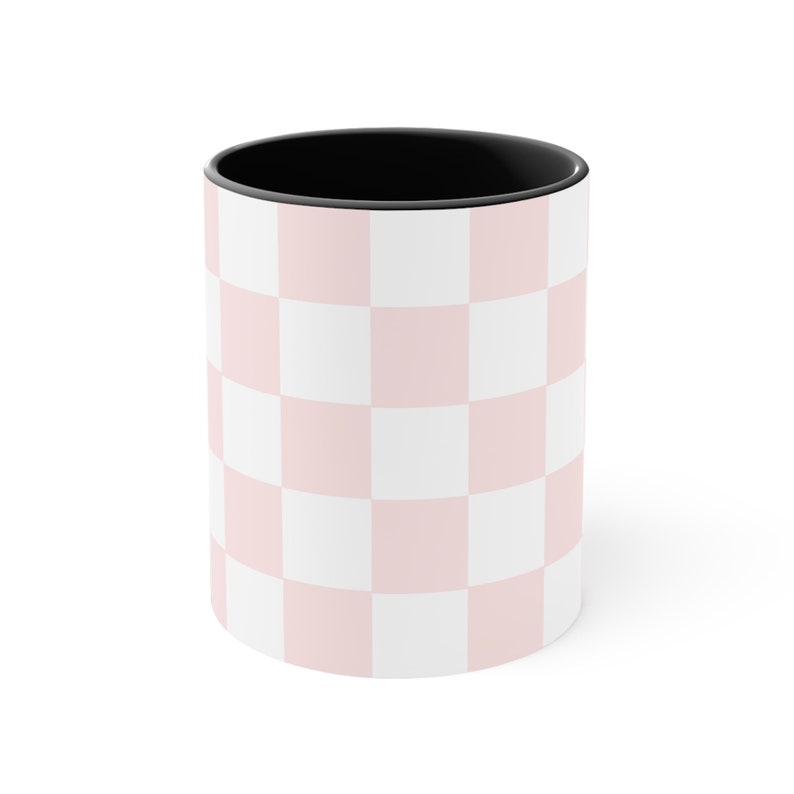 Retro Pink and White Square Block Coffee Mug, Pink Checkered Tea Cup ...