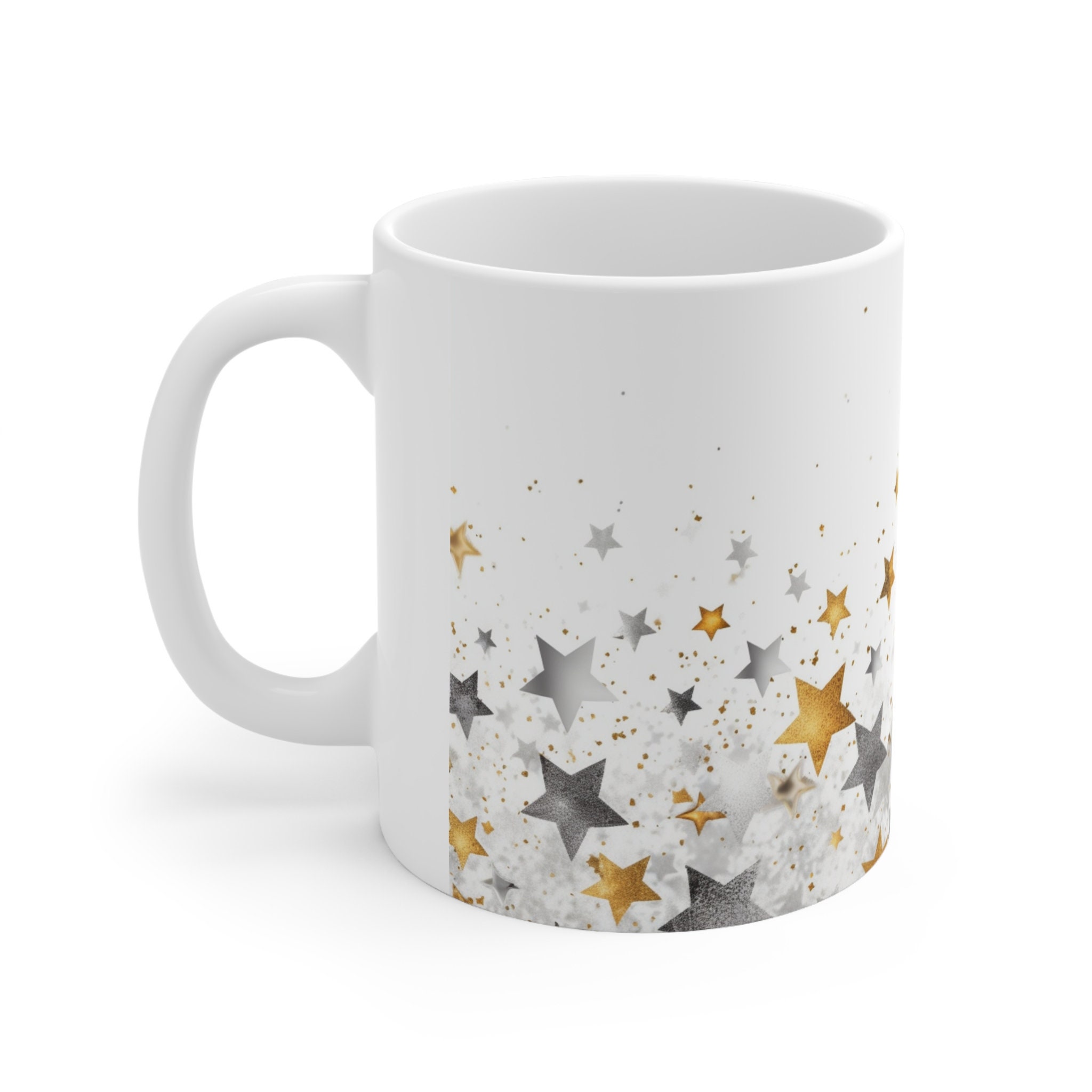 Stars Coffee Mug, Silver and Gold Star Coffee Cup, Glittery Star Tea ...