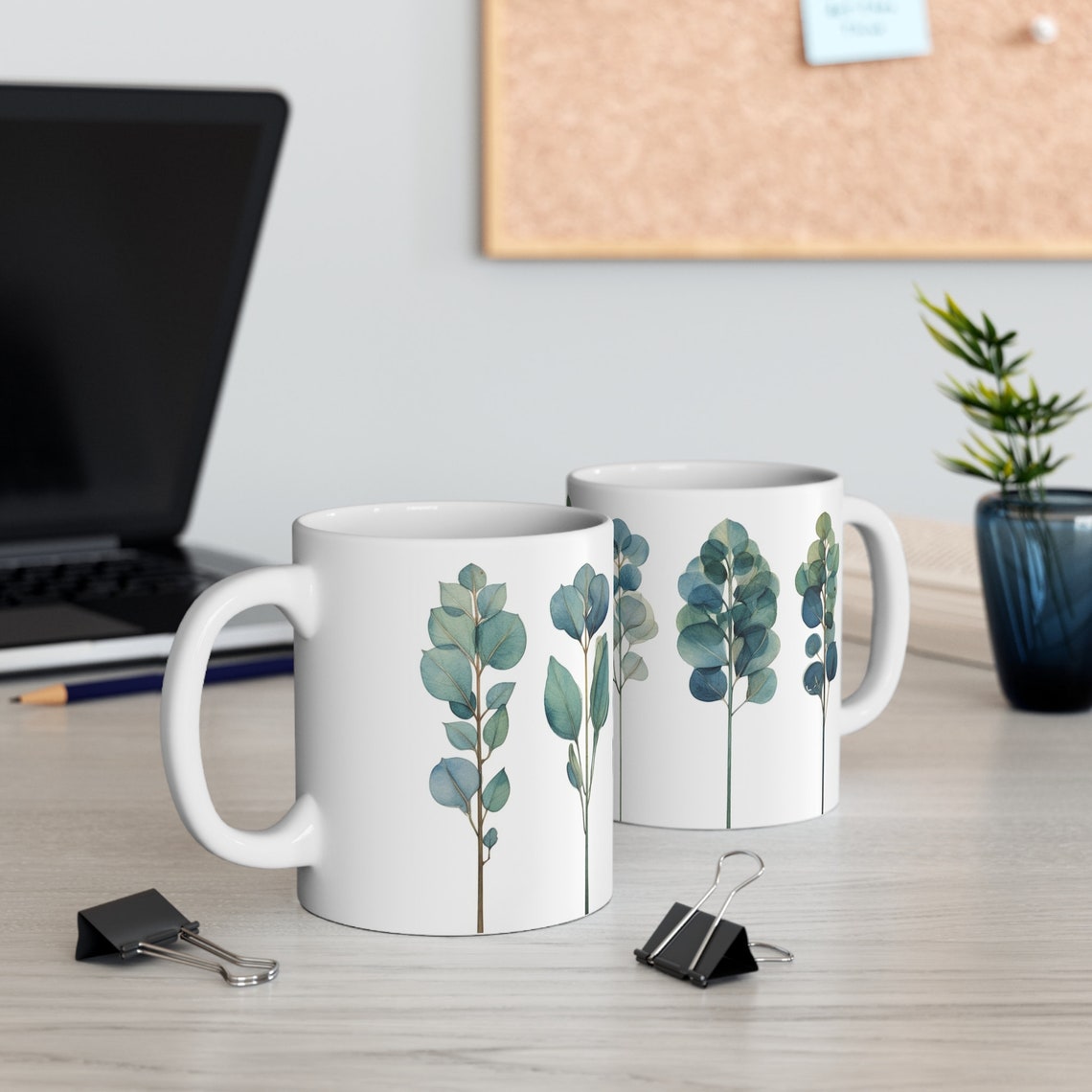 Boho Coffee Mug Eucalyptus Mug Floral Nature Flower Mug Vintage ...