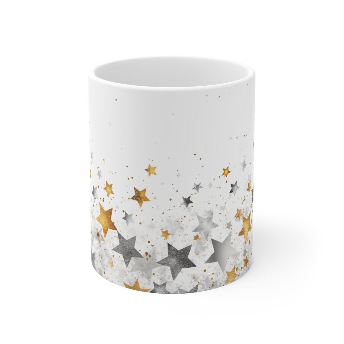 Stars Coffee Mug, Silver and Gold Star Coffee Cup, Glittery Star Tea ...