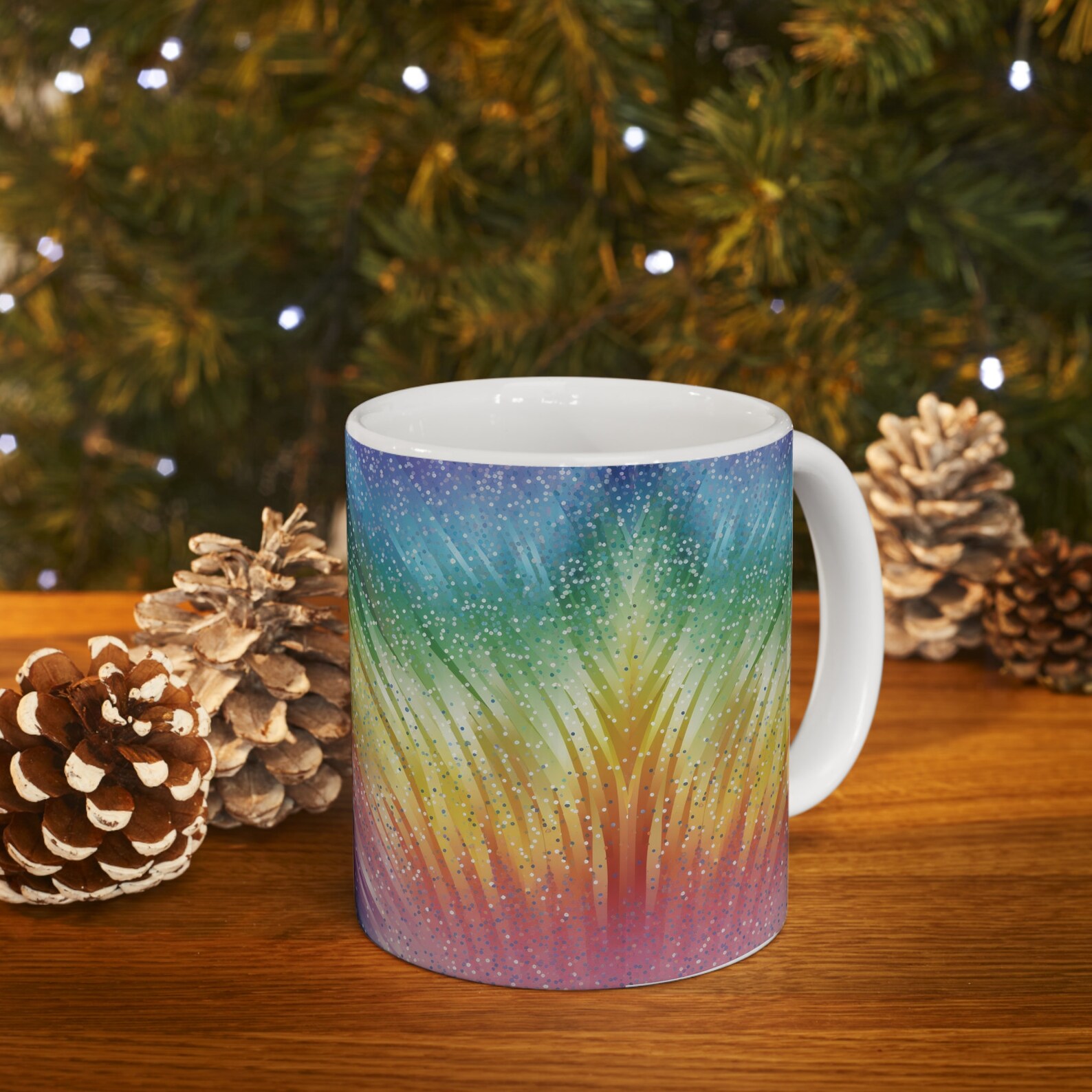 Glittery Rainbow Coffee Mugs, Pretty Glittery Rainbow Tea Cups, Cute ...