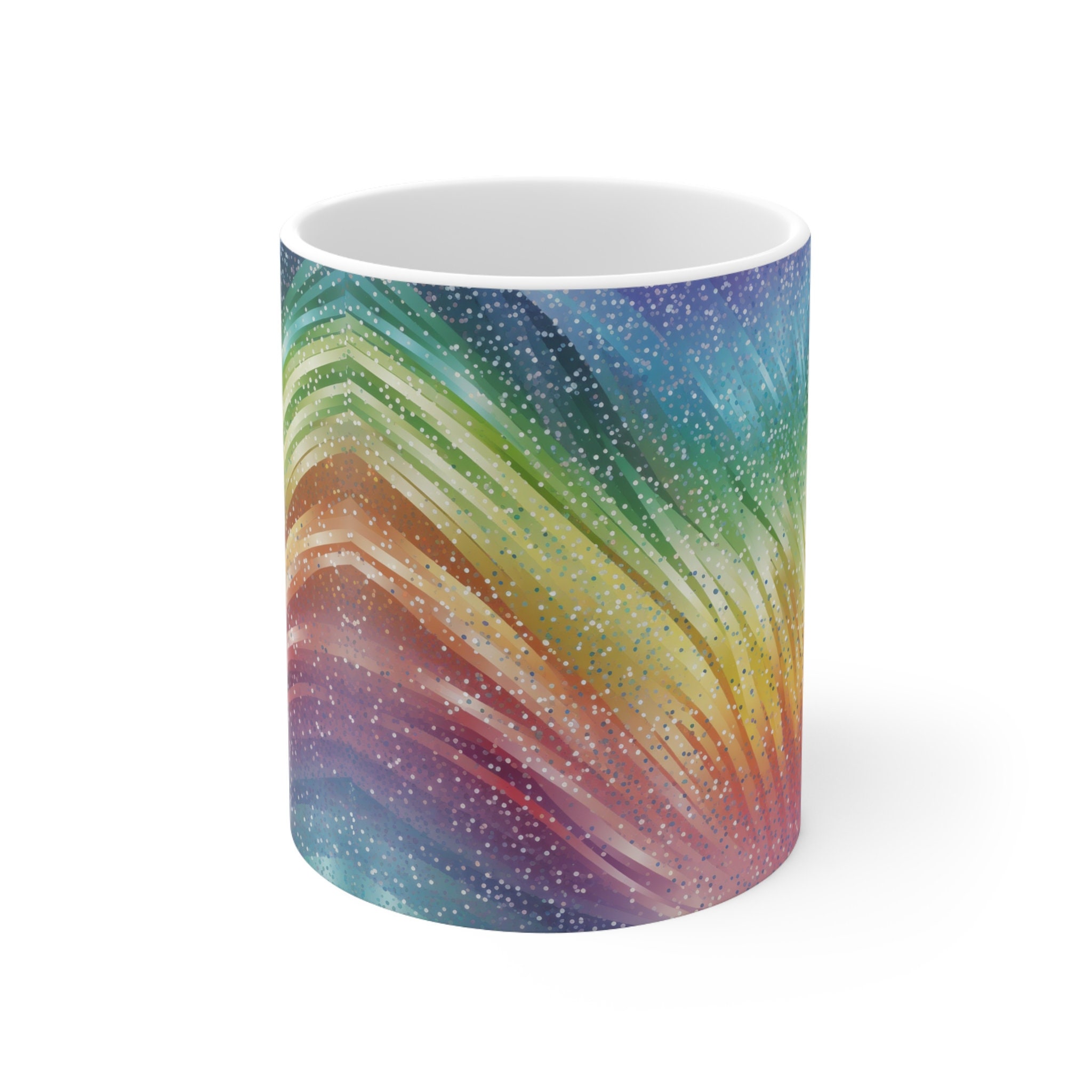 Glittery Rainbow Coffee Mugs, Pretty Glittery Rainbow Tea Cups, Cute ...