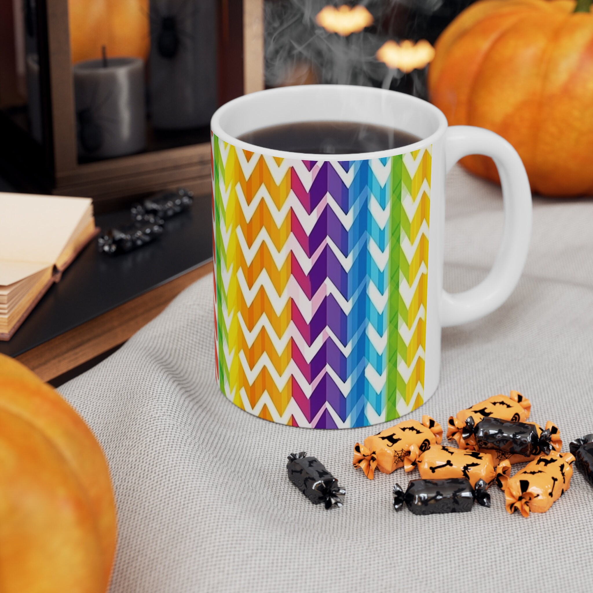 Rainbow Coffee Mug, Rainbow Tea Cup, Abstract Tea Cup, Abstract Rainbow ...