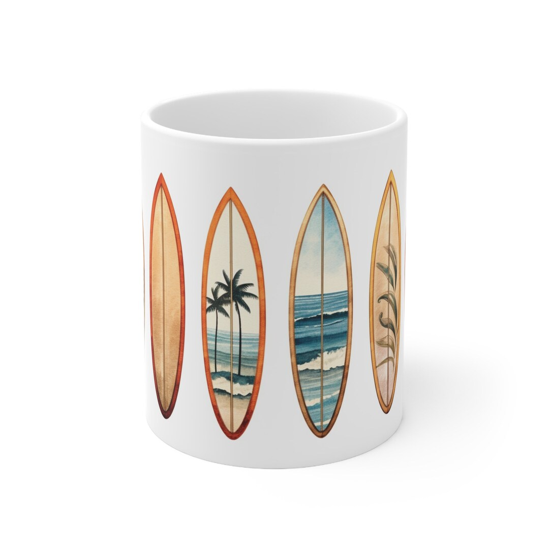Surfs up Coffee Mug Surf Mug Ocean Surfing Mug Sea Tea Cup Surf Board ...