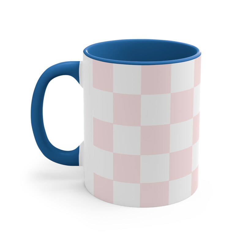 Retro Pink and White Square Block Coffee Mug, Pink Checkered Tea Cup ...