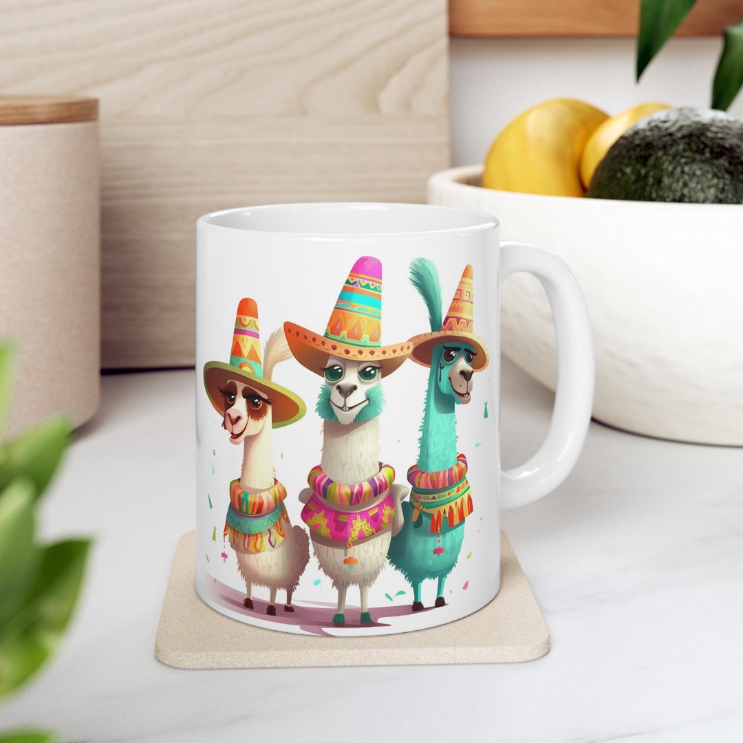 Alpacas With Hats Coffee Mug, Llamas With Hats Tea Cup, Cute Alpaca Cup ...