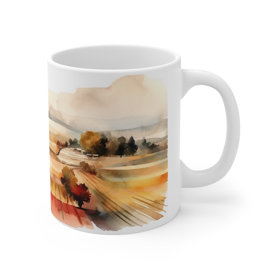 Farm Coffee Mug, Farm Watercolor Coffee Mug, Farm Tea Cup, Farm Lovers ...