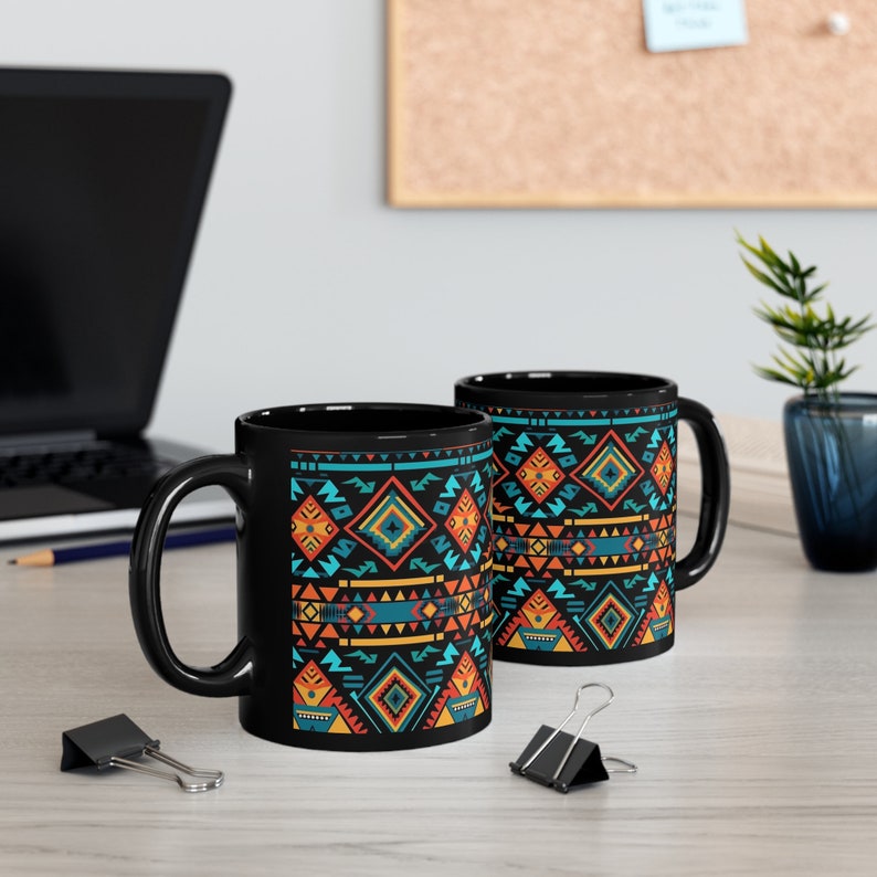 Aztec Pattern Coffee Cup, Colorful Aztec Print Tea Cup, Aztec Textile ...