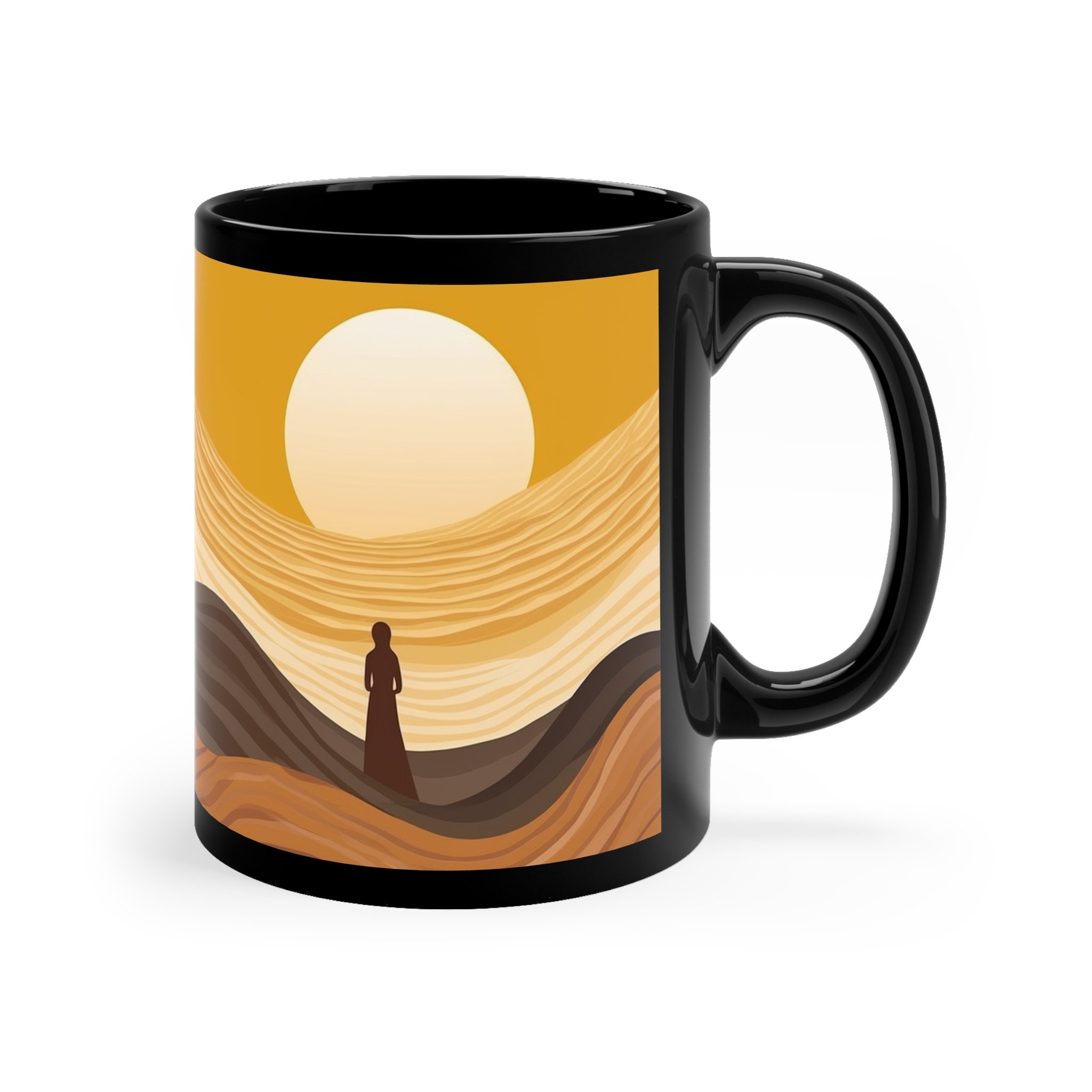 Lonely Girl Coffee Mug, Lonely Woman Coffee Mug, Desert Woman With Sun ...