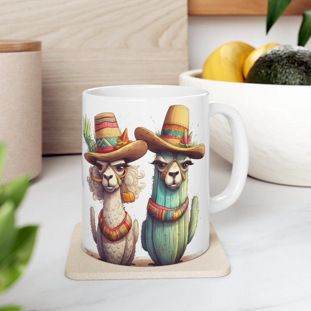 Alpacas With Hats Coffee Mug, Llamas With Hats Tea Cup, Cute Alpaca Cup ...