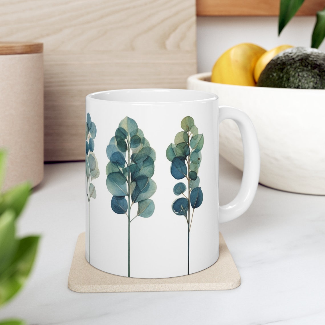 Boho Coffee Mug Eucalyptus Mug Floral Nature Flower Mug Vintage ...