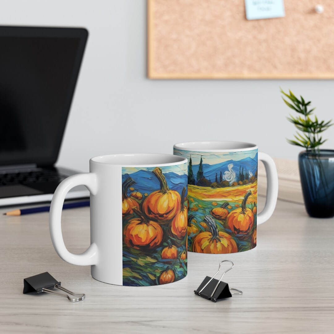 Van Goghy Fall Favorite Coffee Cup, Orange Yellow Fall Colors Tea Cup ...